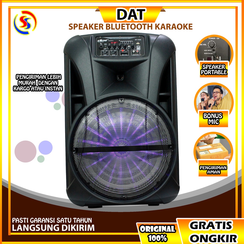 Jual SPEAKER PORTABLE AKTIF DAT DT 1535 15 INCH TROLLEY BLUETOOTH ...