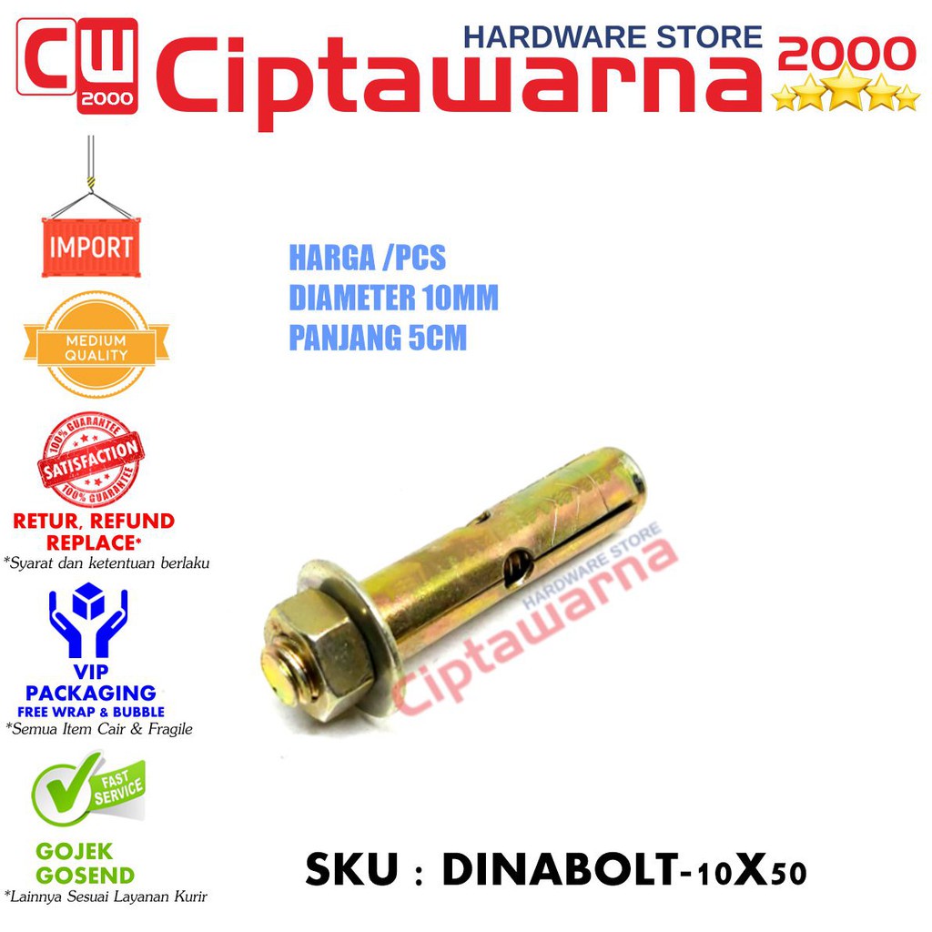 Jual Dinabol 10x50 / Dinabolt / Dynabolt / Baut Beton / Baut Tanam ...