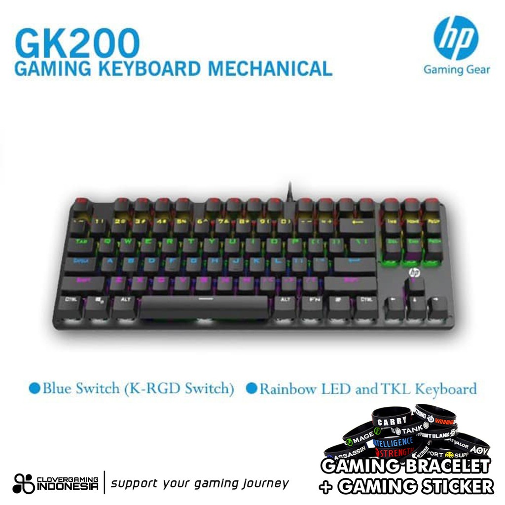 Jual HP GK200 Gaming Mechanical Keyboard LED - GK-200 GK 200 | Shopee Indonesia