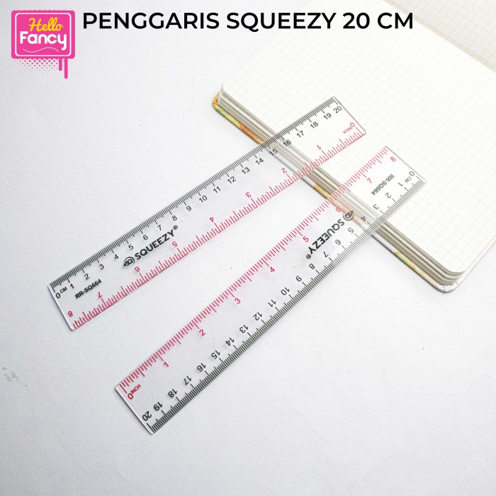 Jual Penggaris Bening 20 Cm / Transparent Ruler RR-SQ664 (1 pcs ...