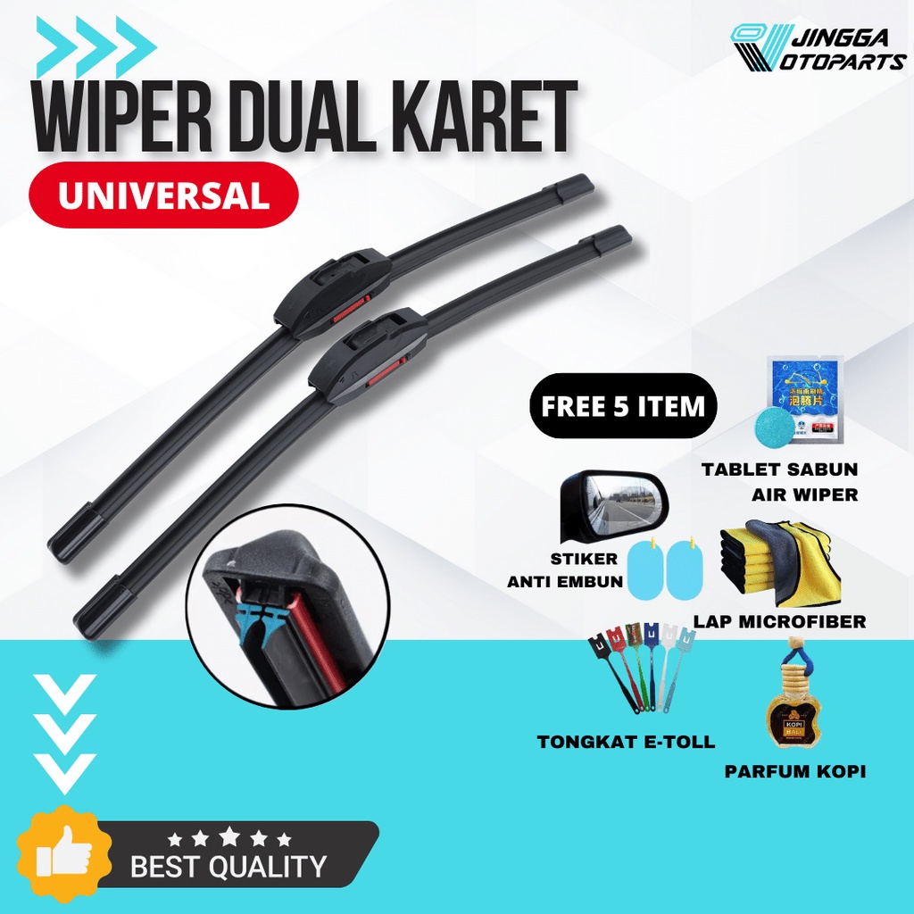 Jual Wiper Double Karet 2 Lapis Karet Frameless Model Karet Ganda Dual Karet Blade Universal ...