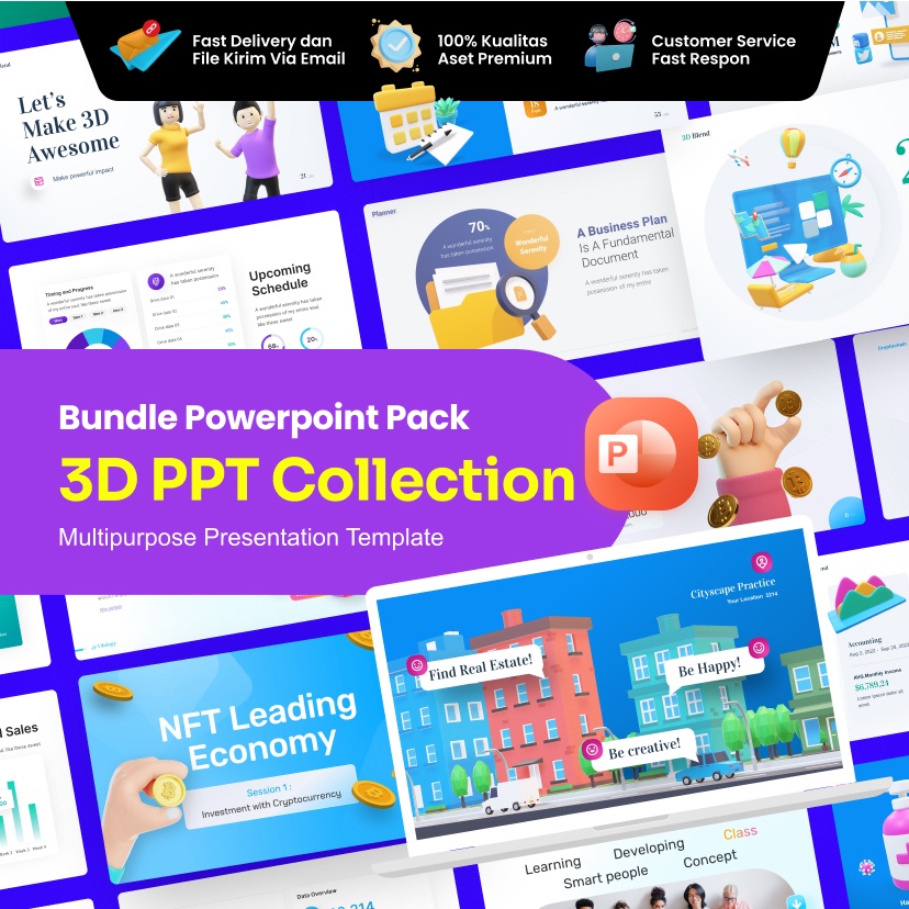Jual 3D Premium PowerPoint Template Pack | Shopee Indonesia
