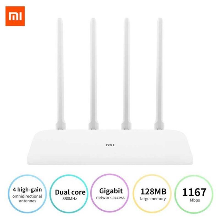 Jual Xiaomi Mi Router 4A Gigabit Edition Dual Core AC1200 4 Antena ...