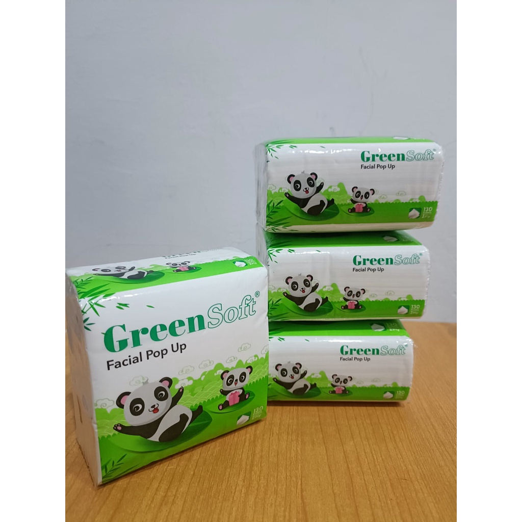 Jual BOP [1 PAKET 4 PCS] TISU GREENSOFT POPUP 130 SHEETS FACIAL TISSUE ...