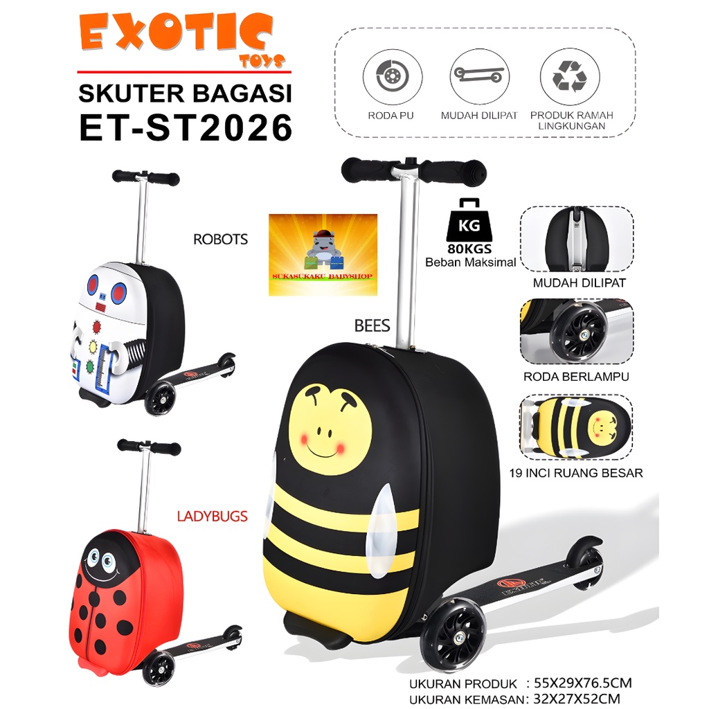 Jual Scooter Anak Roda 3 ET ST 2026 Koper Bagasi Otoped Skuter Karakter ...