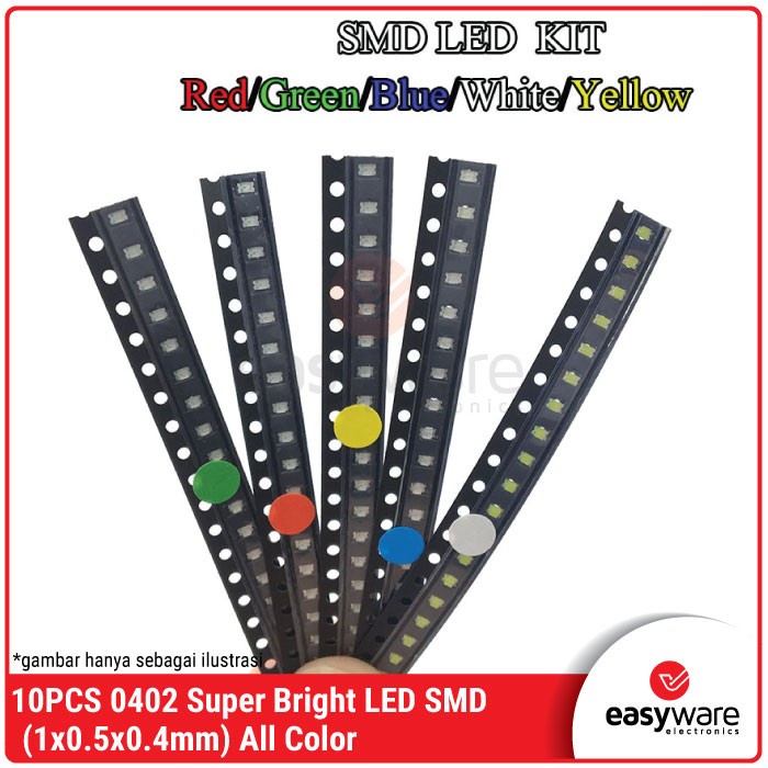 Jual 25pcs LED SMD 0402 BERBAGAI PILIHAN WARNA LED 0402 RED GREEN BLUE ...