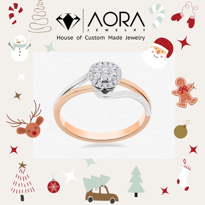 Jual AORA F VVS Diamond with 18K Gold Ladies Ring 6LR505 | Shopee Indonesia