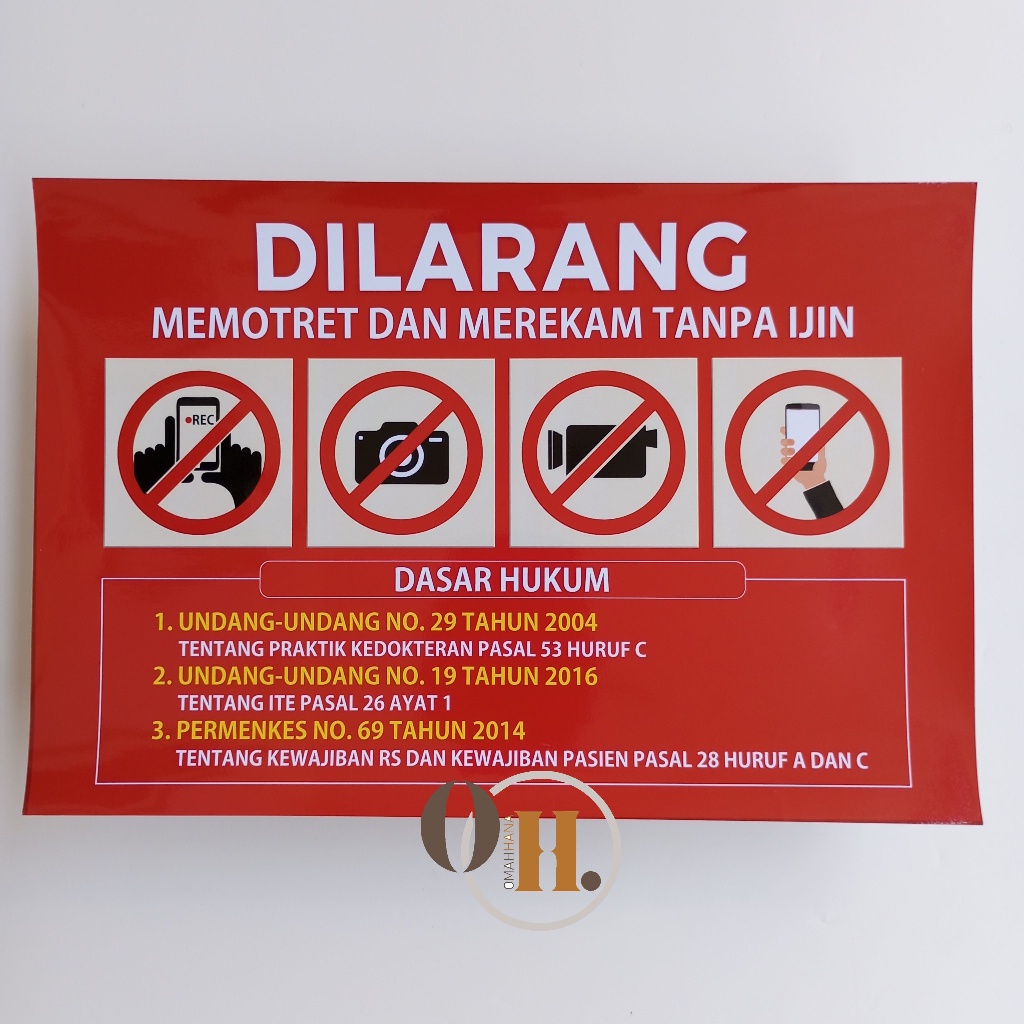 Jual Stiker Larangan Memotret dan Merekam Tanpa Ijin - Dilarang ...