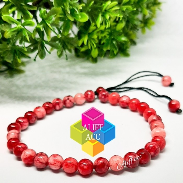 Jual Gelang tasbih batu giok merah burma natural 33 butir 6 mm asli ...