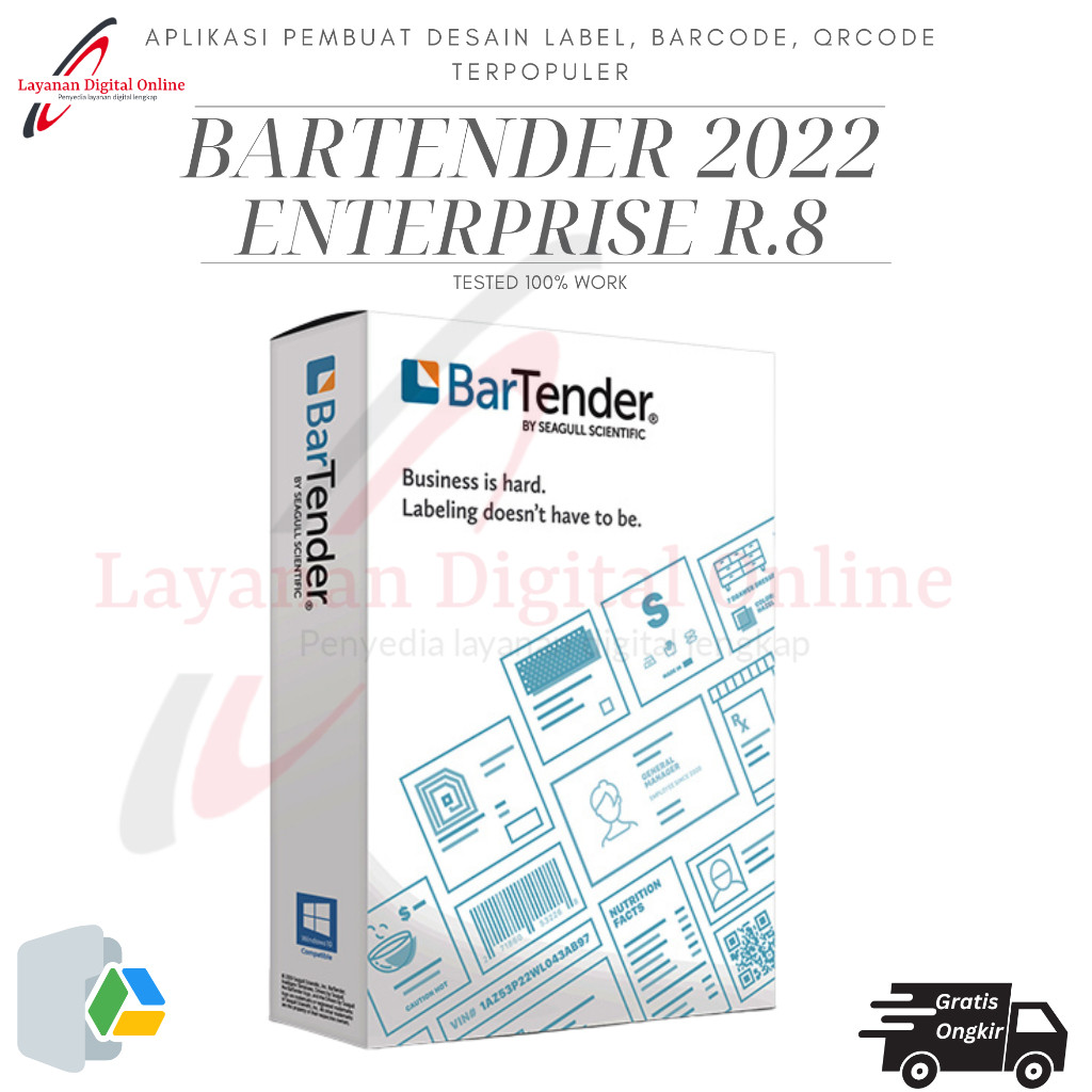 Jual SOFTWARE PROGRAM APLIKASI EDIT DAN CETAK LABEL BARCODE 1D, 2D, QR, EAN BARTENDER 2022 R8 ...