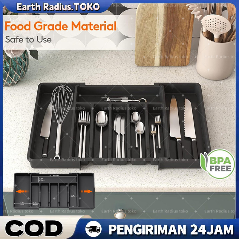 Jual Dapat Ditarik Drawer Cutlery Utensil Organizer Laci Sendok Garpu ...