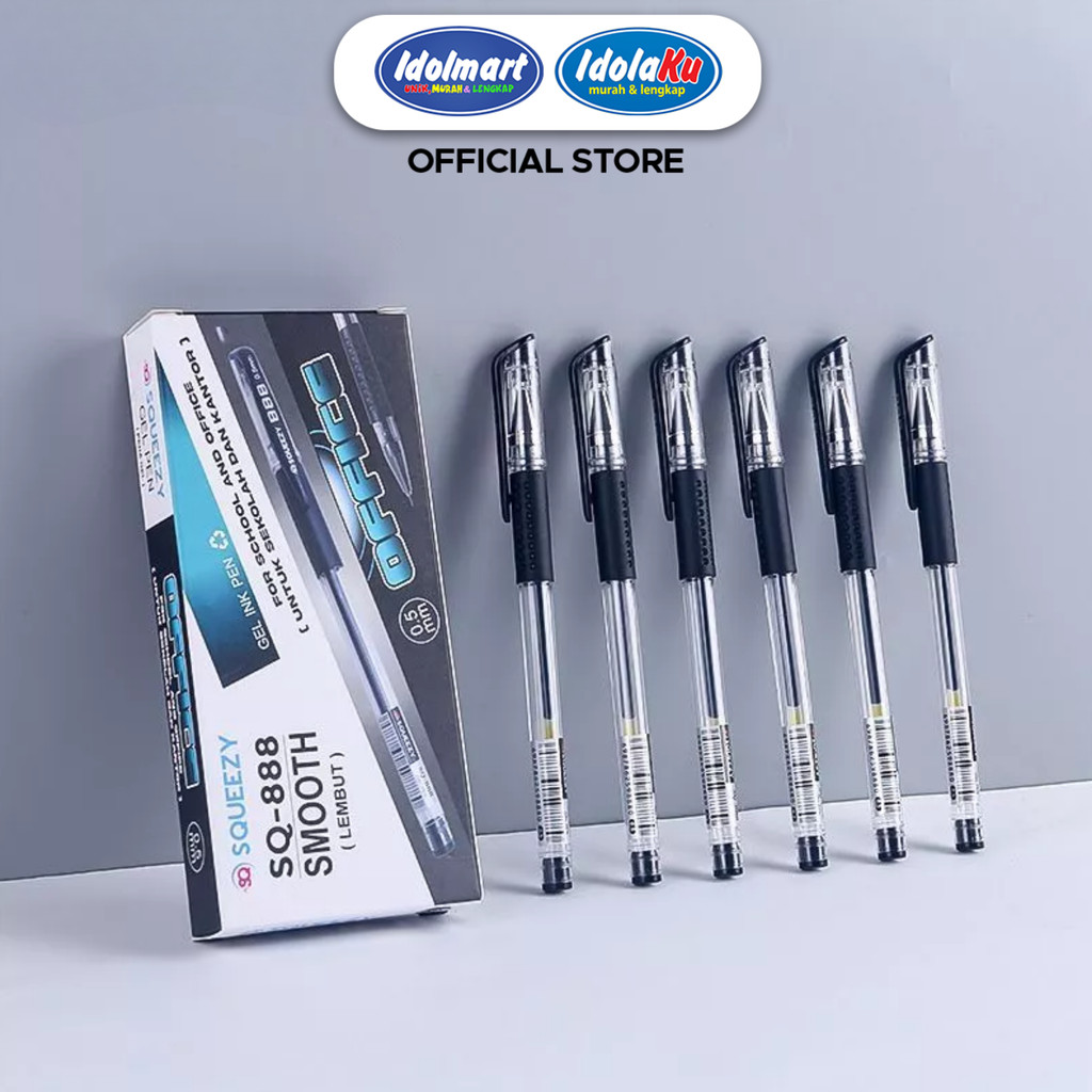 Jual IDOLAKU Squeezy Pen Gel SQ-888 Pack Pulpen isi 12 Pcs | Shopee ...