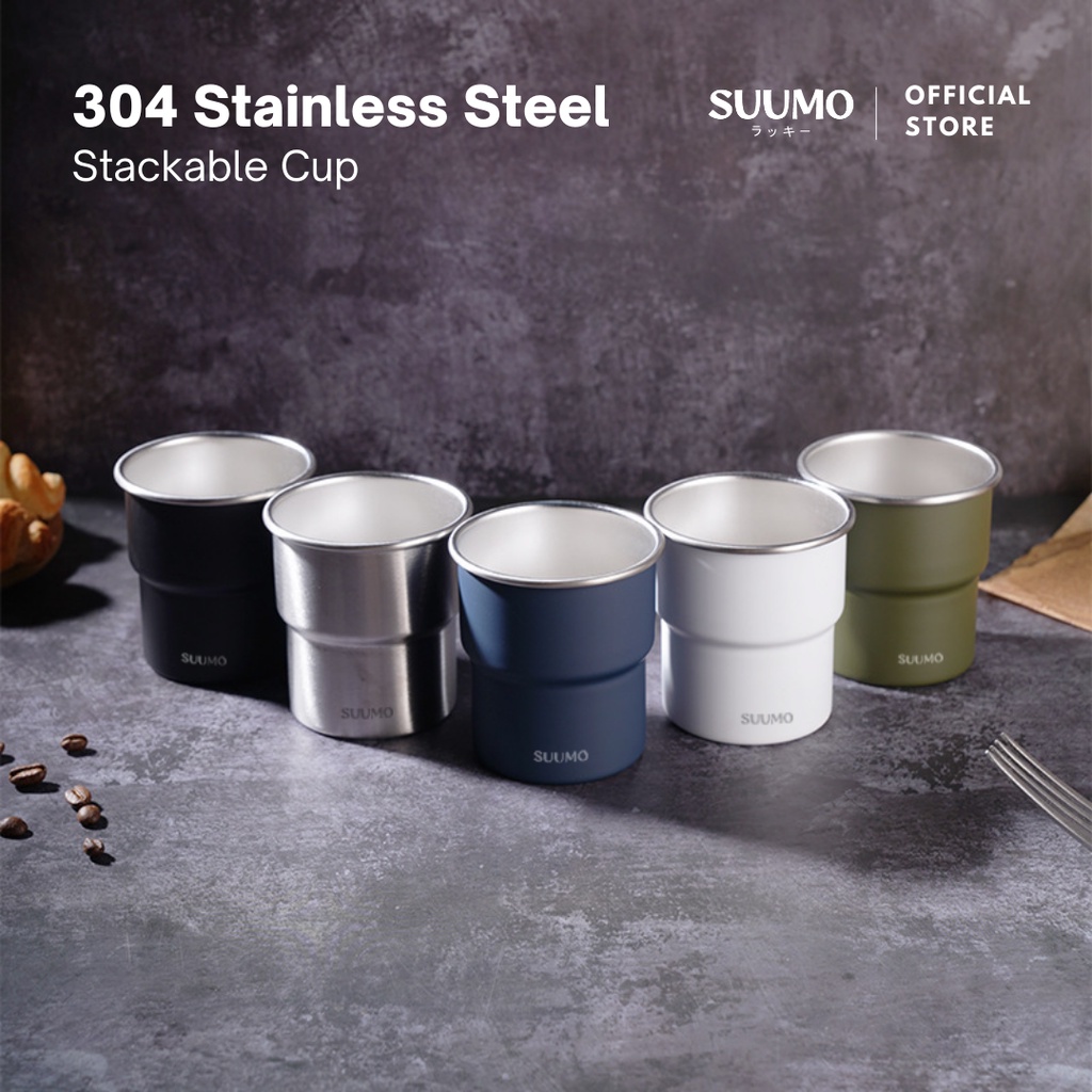 Jual Suumo Cangkir Kopi Stainless Steel 304 Gelas Berkemah Stackable ...