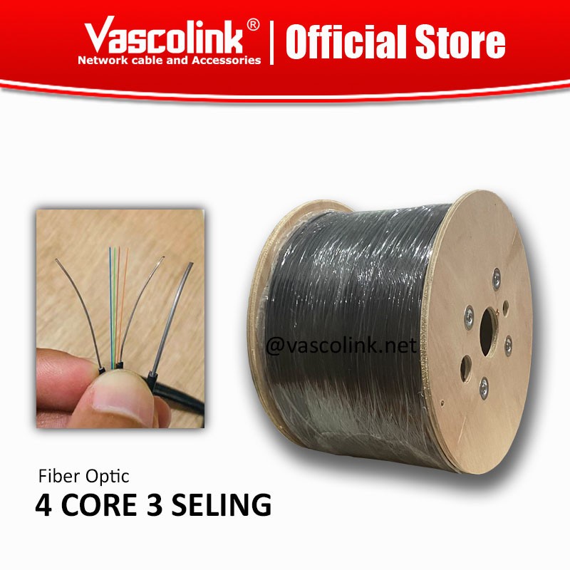 Jual Kabel FO 4 Core 3 Seling Baja Outdoor FTTH Vascolink 1000 Meter ...