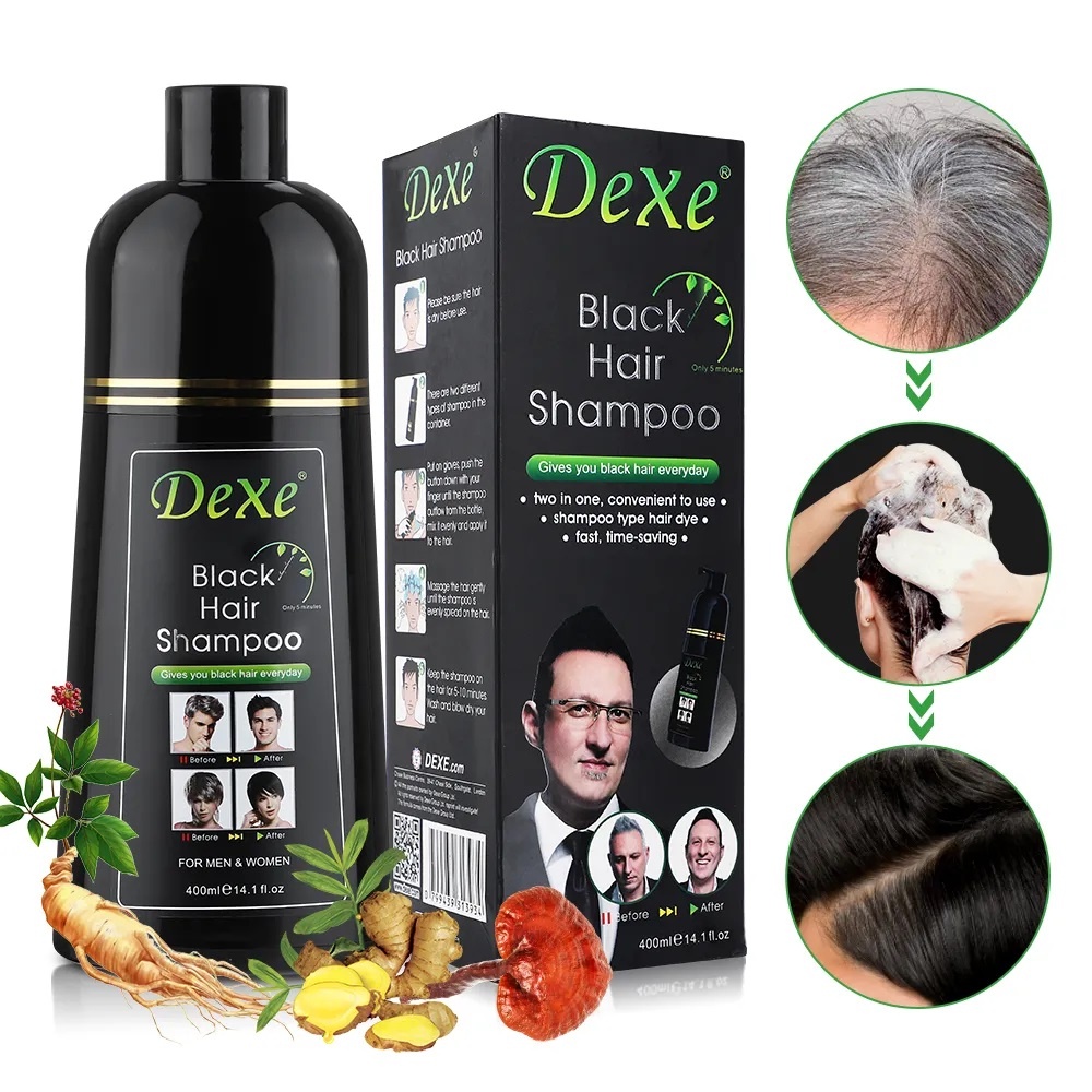 Jual Sampo Penghitam Rambut DEXE Black Hair Shampoo Pewarna Uban ...