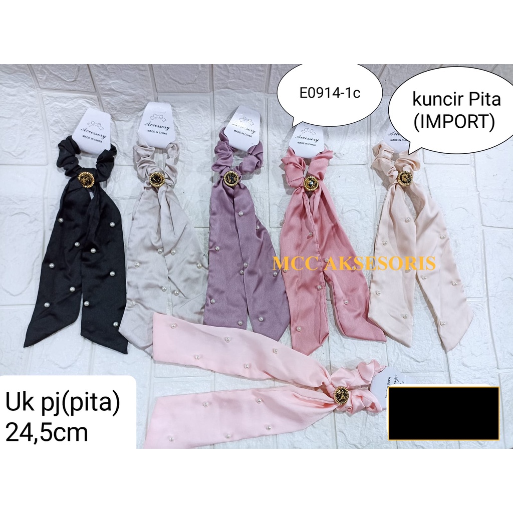 Jual MCC Ikat Rambut Satin HIASAN MUTIARA Model Pita Korea PANJANG ...