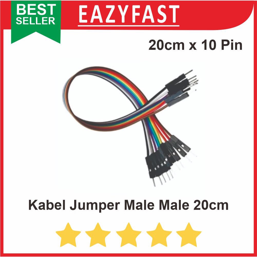 Jual Jumper Cable Kabel Dupont 20 cm isi 10 male-male Arduino Bread ...