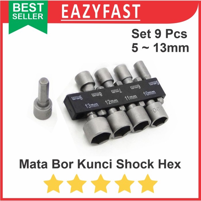 Jual Mata Bor Obeng Kunci Shock Set 9 Pcs Hex Shank 1/4 Sok Sock Ring ...