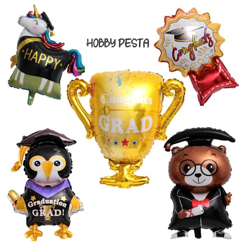 Jual BALON PIALA GRADUATION MINI / BALON WISUDA PIALA EMAS / BALON ...