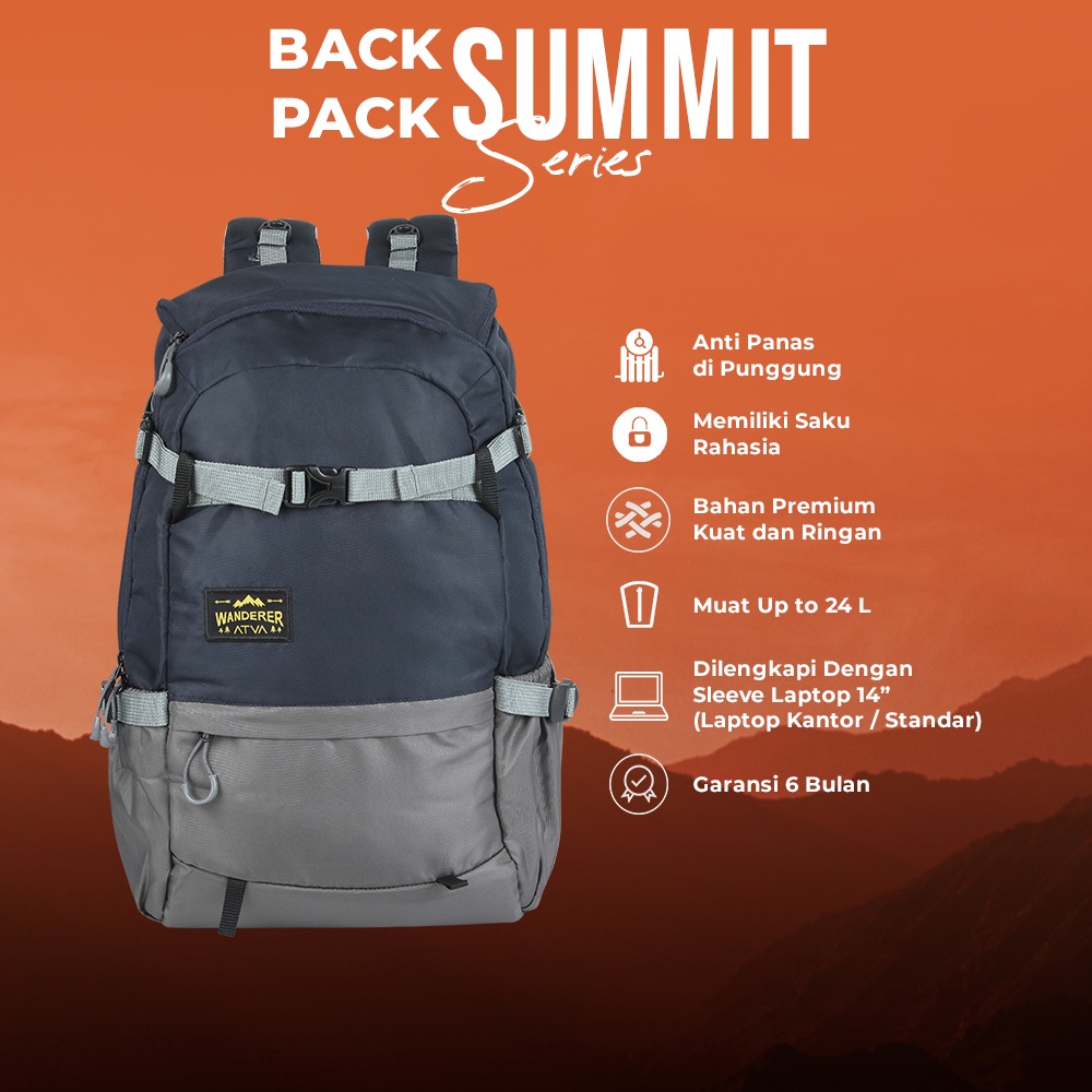 Jual (COD) Tas Backpack Pria Outdoor Waterproof muat laptop 14 Inch, Summit Navy Grey | Shopee ...