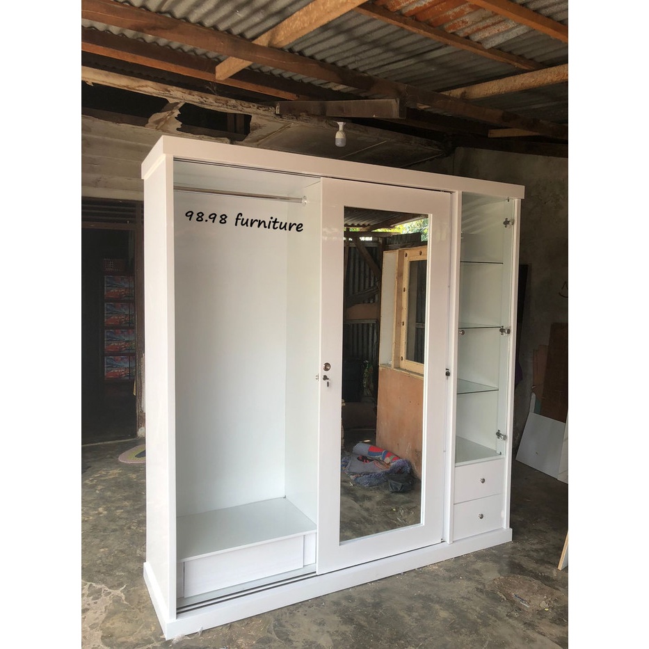 Jual Lemari Pakaian 4 Pintu Putih PVC - 4 Rak Tas - Medan | Shopee ...