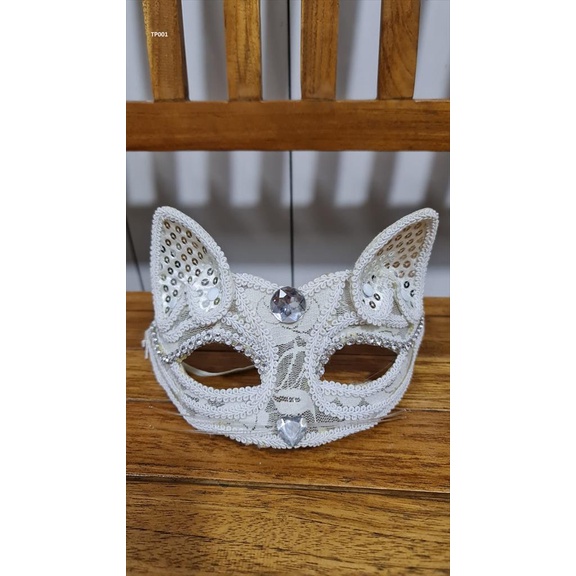 Jual Topeng Putih Kucing Sequin TP001 | Shopee Indonesia