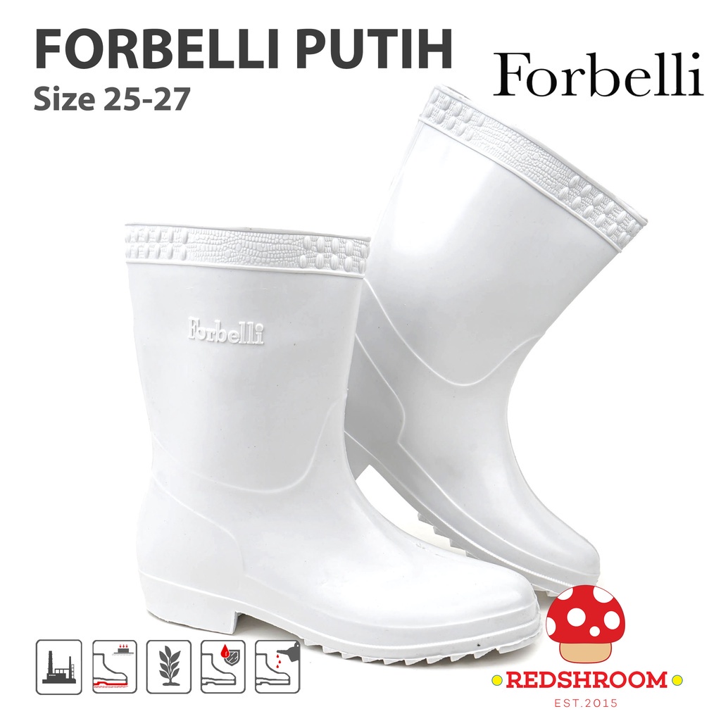 Jual Sepatu Boot Pendek FORBELLI Putih Boots Karet Lokal Lentur Anti ...