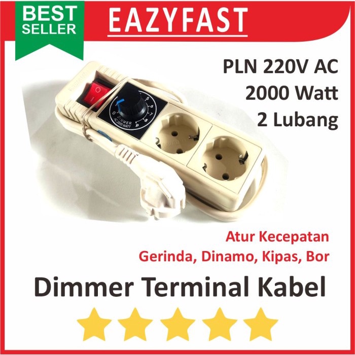 Jual Terminal Dimmer 220V AC PLN 2000 W Watt Potensio Speed PWM Dimer ...