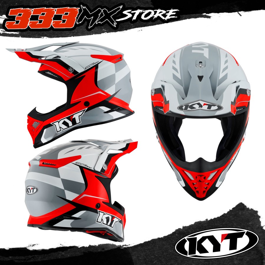 Jual KYT SKYHAWK RED GREY HELM MOTOR KYT SKYHAWK HELM CROSS MX KYT ...