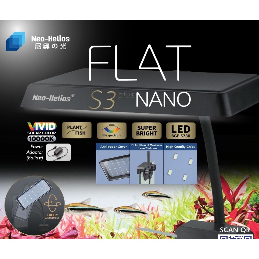Jual Lampu Led Aquarium Aquascape Nano Slim Neo Helios Flat S3 Vivid ...