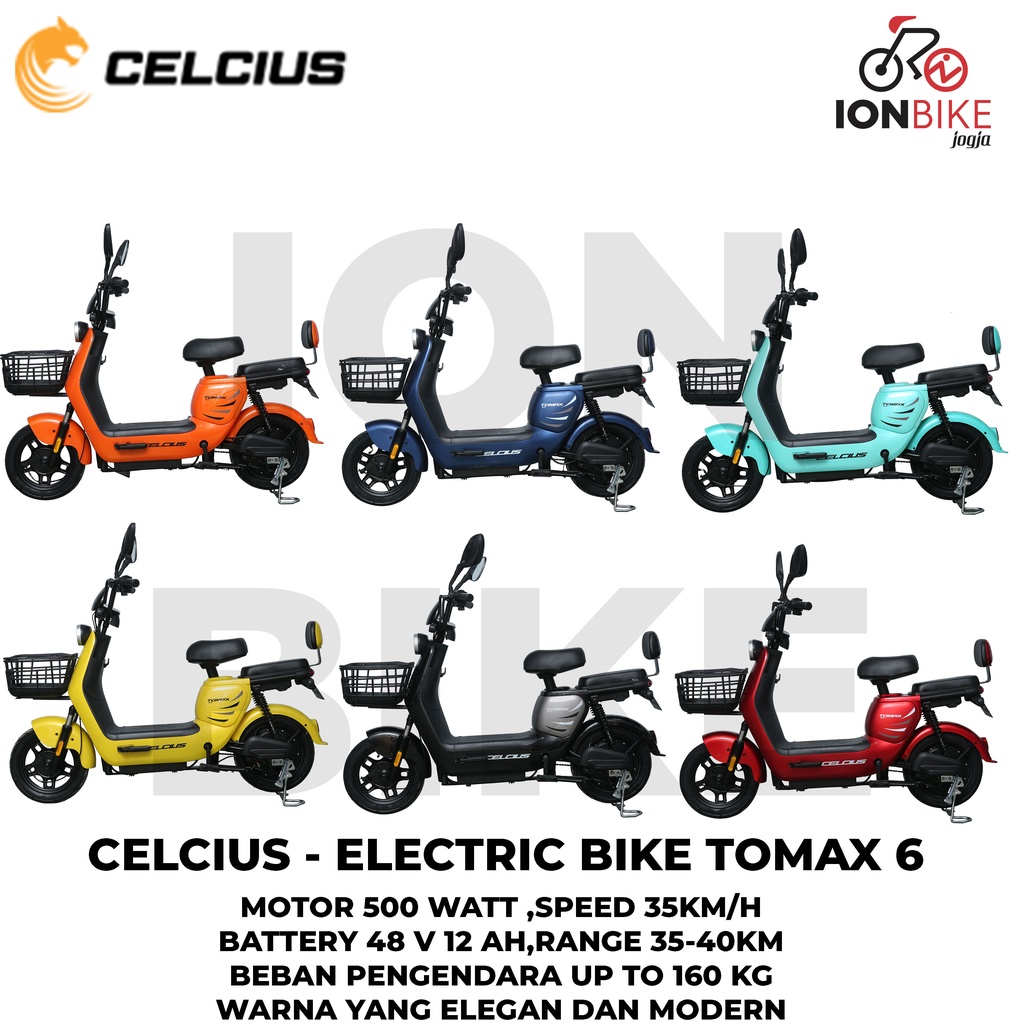 Jual Sepeda Listrik Celcius Tomax 6.0 Terbaru 500W 48V 12Ah Tenaga ...