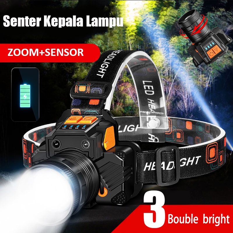 Jual Lampu Depan Tahan Air Sensor Gerak/LED Senter Super Terang/Terang Anti Air/Senter Kepala ...