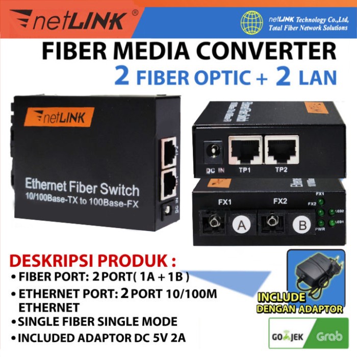 Jual Media Konverter Gigabit 2 FO/ 4 FO/ 6 FO 2 LAN 10/100/1000M Fiber Optic Converter | Shopee ...