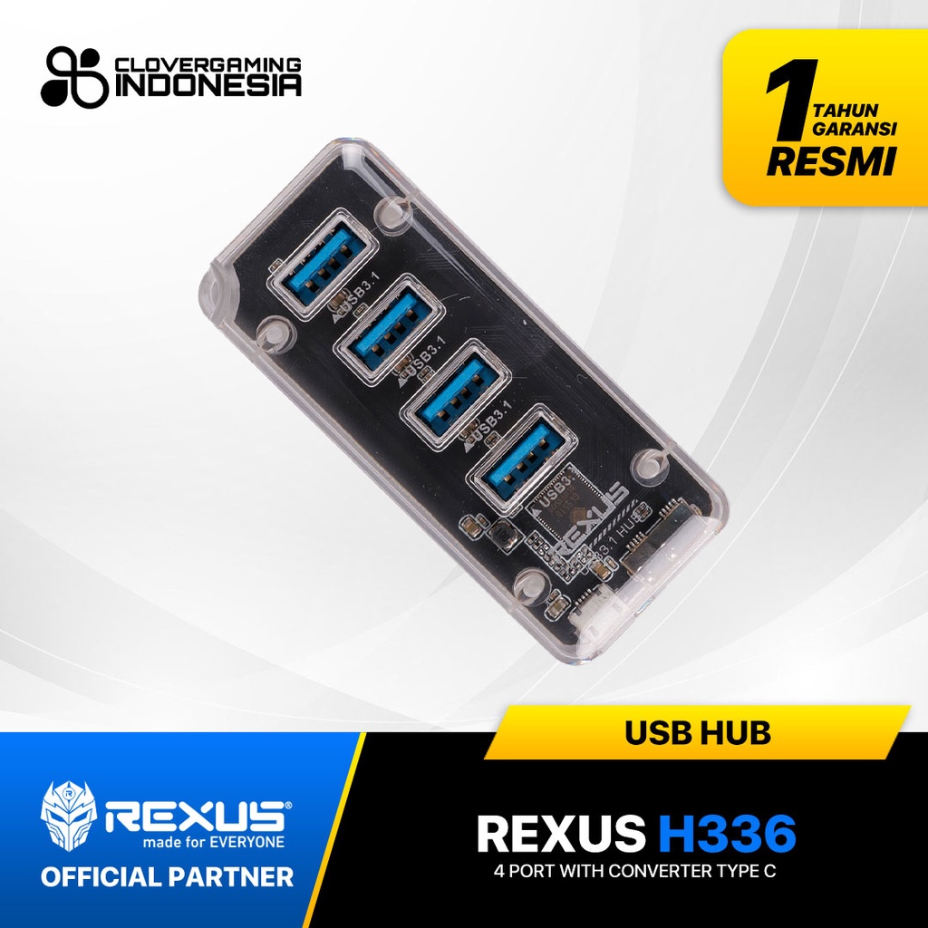 Jual Rexus USB HUB V.3.0 H336 4 Port + Converter Type C - RXH-336 ...