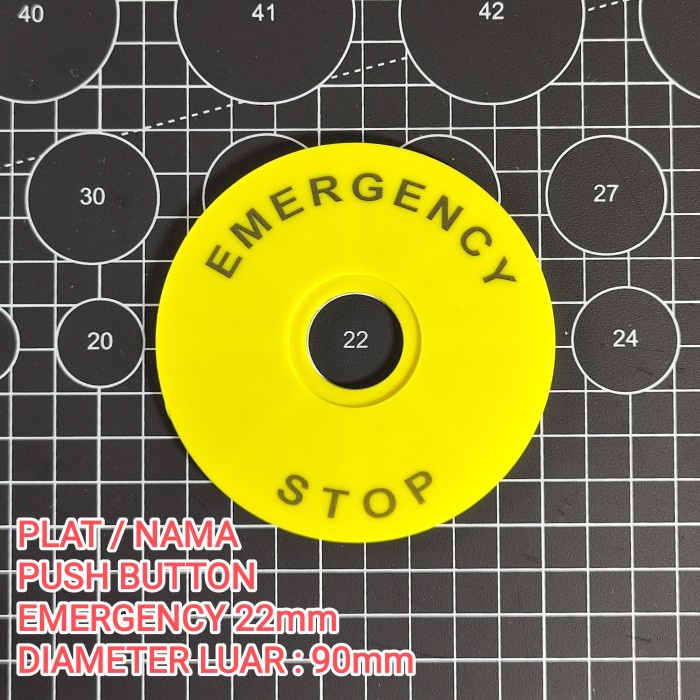 Jual LABEL/ PLAT /TANDA/ NAMA PUSH BUTTON EMERGENCY 22mm(90mm) | Shopee ...