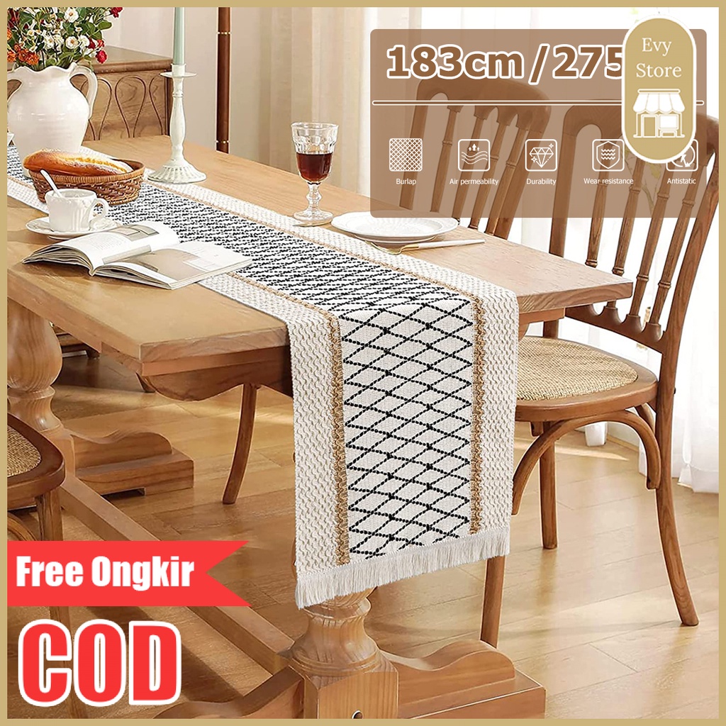 Jual Evy Store Table Runner Taplak Meja Rumbai Katun Linen Taplak Meja ...