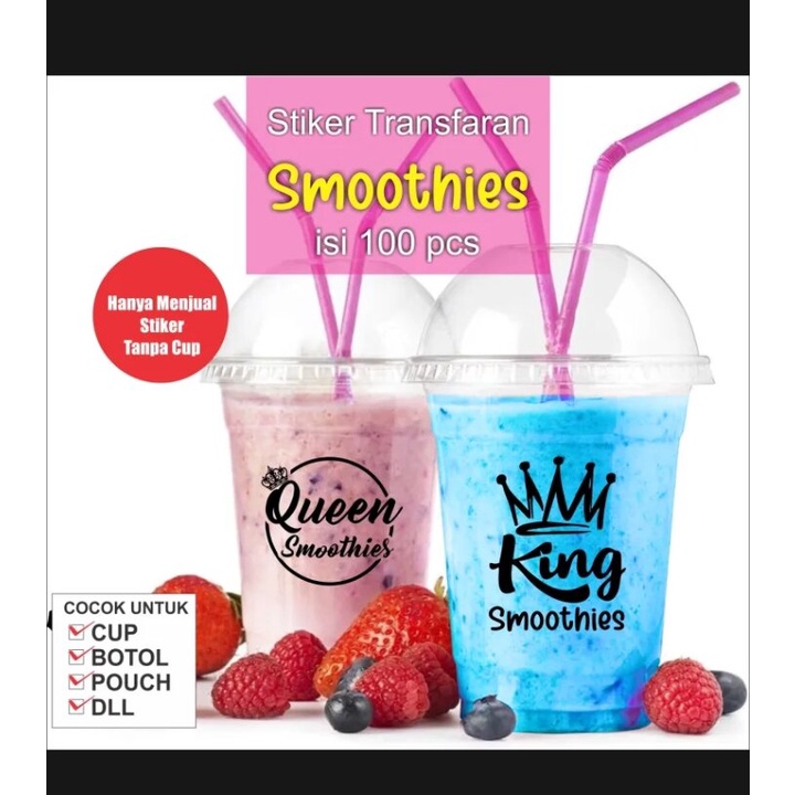 Jual SRTIKER Stiker minuman drink transparan Smoothies 100pcs MINUMAN ...