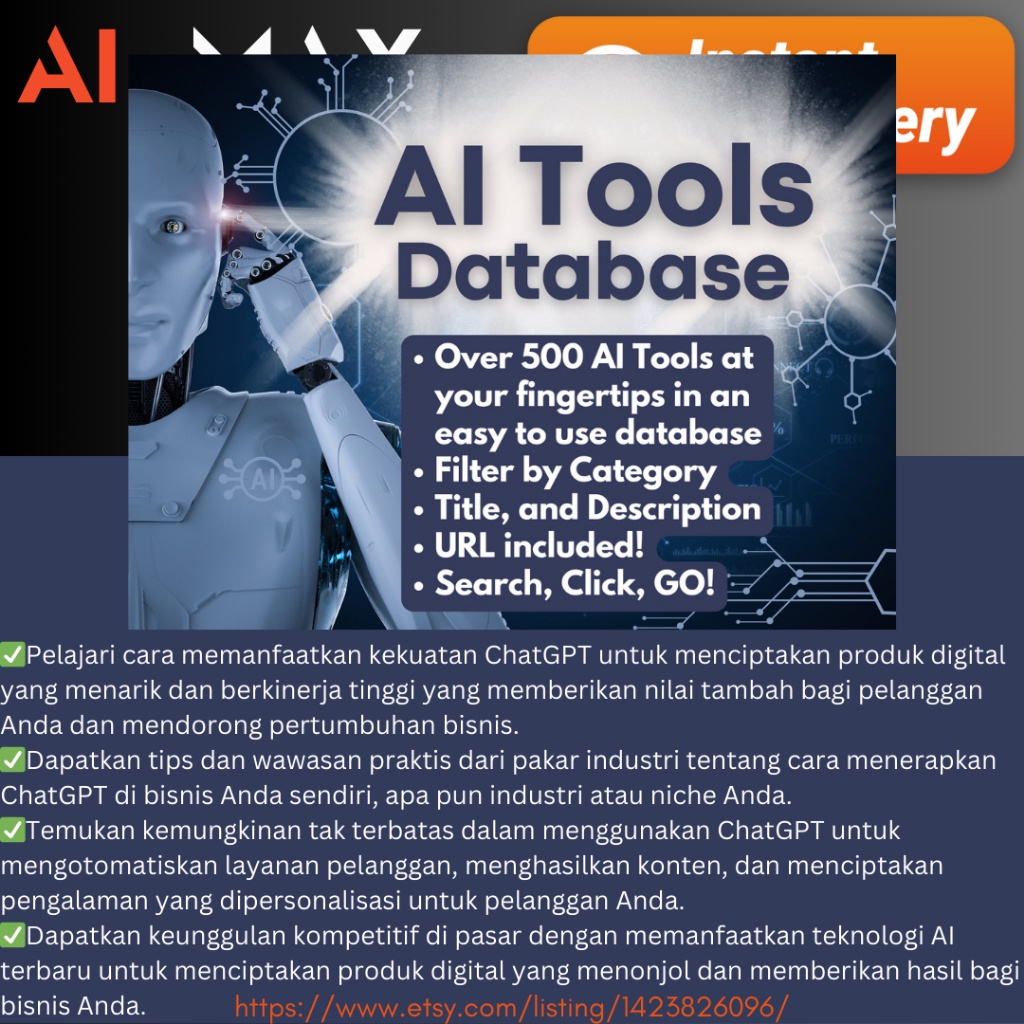 Jual [LIFETIME] AI Tool Database | Comprehensive List of AI Tools | Find the Right Tool for Your ...