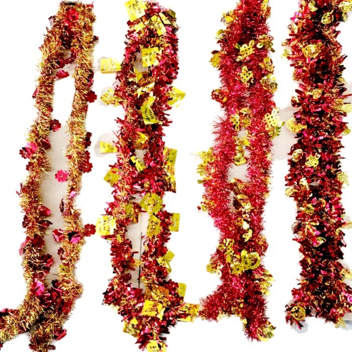 Jual Slinger Imlek Huruf Fu Ornamen Imlek Tinsel Merah Emas Bunga ...