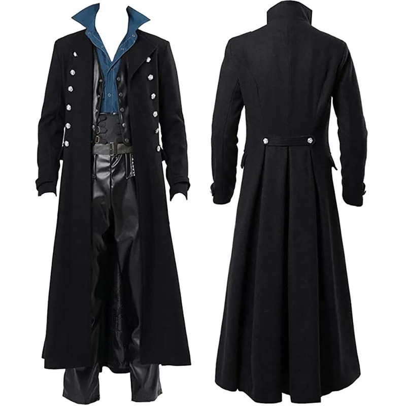 Jual Meeval Pirate Costume Steampunk Vintage Trench Coat Gothic Mens ...