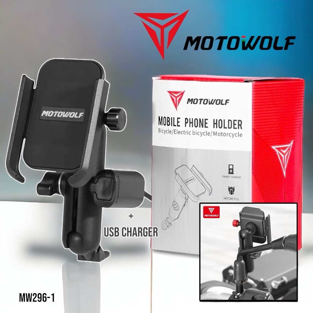 Jual Holder HP MOTOWOLF V3 DUDUKAN SPION MOTOR Plus USB Charger Rotate 360 Universal | Shopee ...