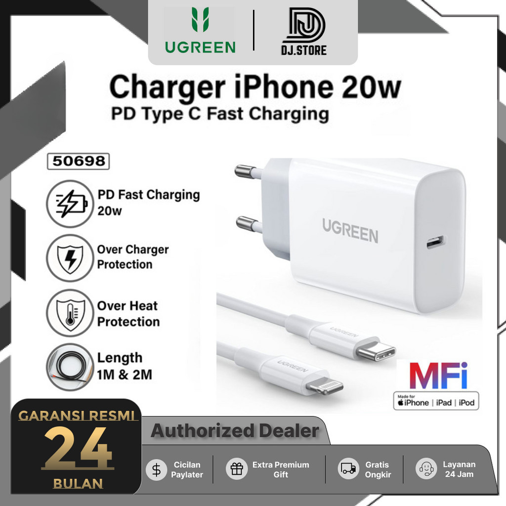 Jual UGREEN Charger iPhone Mfi USB A Dan PD Type C To Lightning Fast Charging 20w 30w - Garansi ...