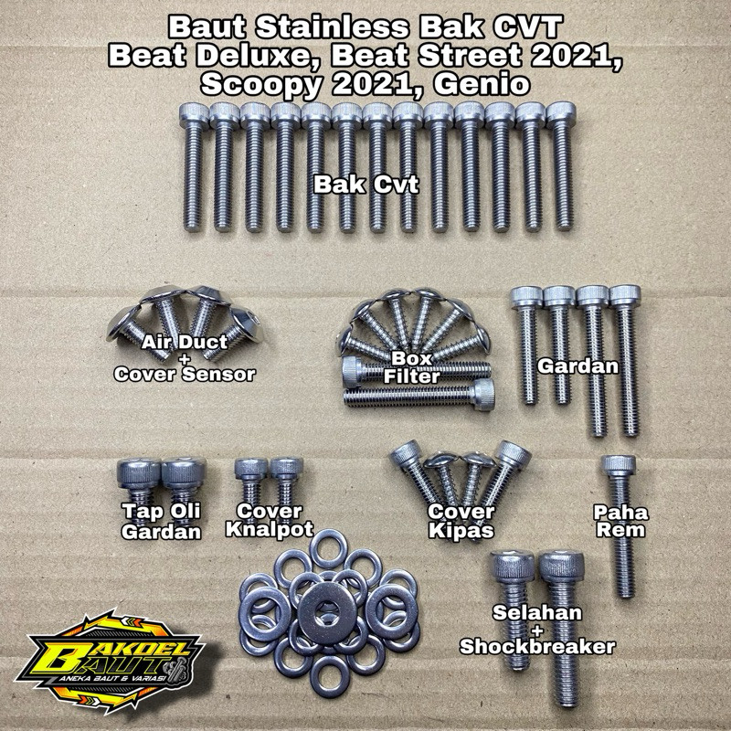 Jual Baut Bak CVT BEAT DELUXE BEAT STREET 2021 GENIO ALL NEW SCOOPY 2021 Baut L Stainless Anti ...