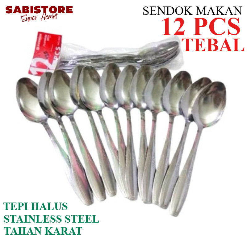 Jual SENDOK MAKAN BUNDLING 1 lusin (12 biji) Bahan Tebal Stainless ...