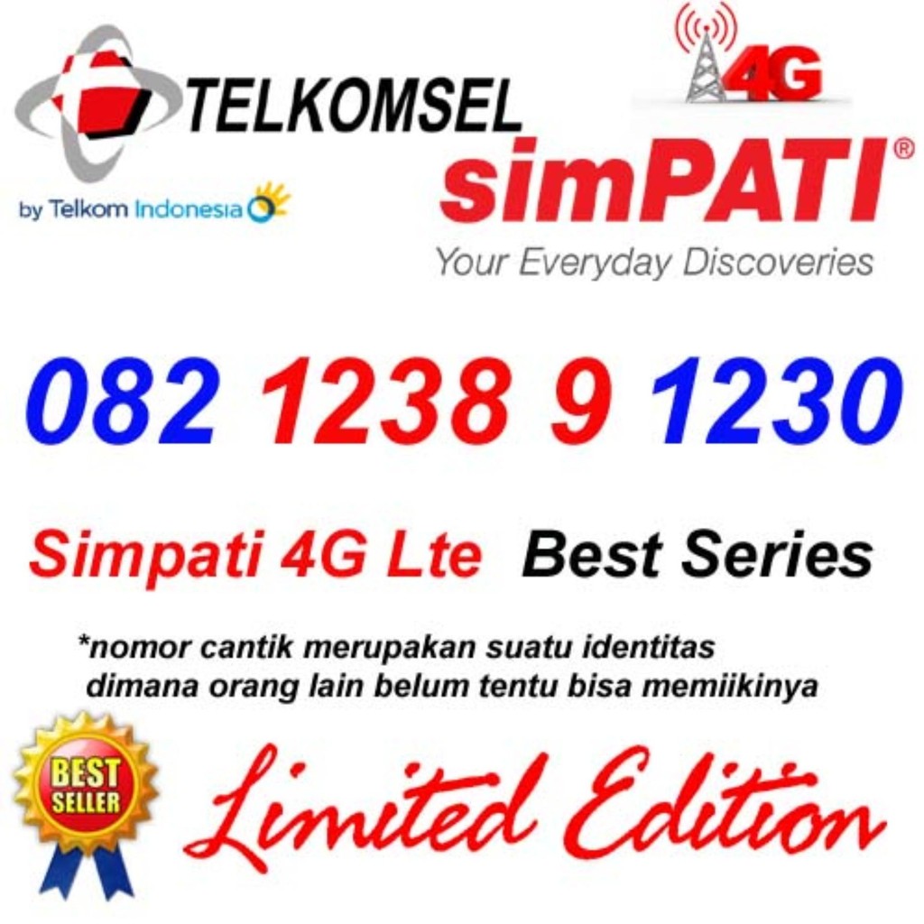 Jual Telkomsel Simpati 4G Lte 082 123 89 1230 Kartu Perdana Nomor Cantik super Murah | Shopee ...