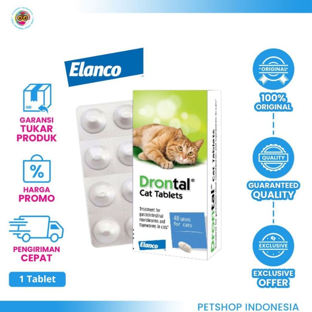 Jual Drontal Cat Tablet - obat cacing kucing | Shopee Indonesia