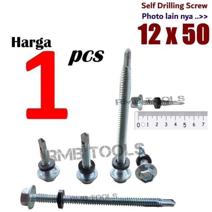 Jual Sekrup Baut Roofing SDS Putih Atap 12 x 50 Baja Ringan Kepala Hex ...