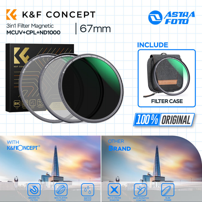 Jual KNF Concept 67mm 3in1 Filter Magnetic UV CPL ND1000 with Filter Case K&F Concept | Shopee ...