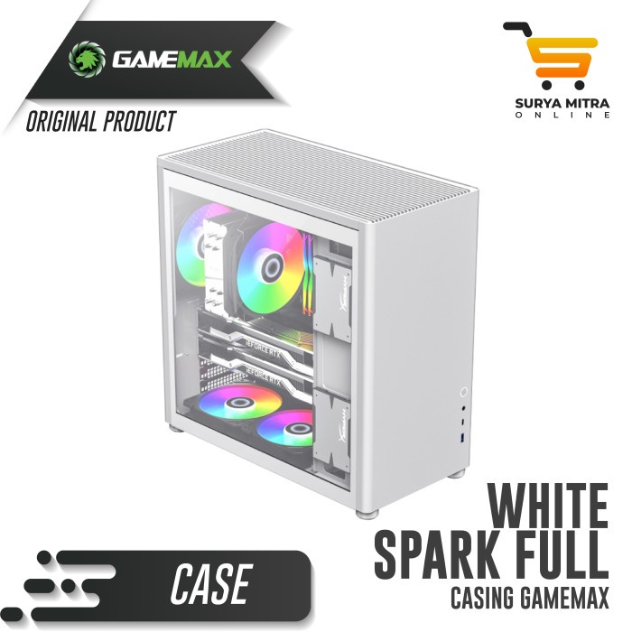 Jual GameMax Spark Full White M-ATX Desktop Gaming Computer Case | Shopee Indonesia