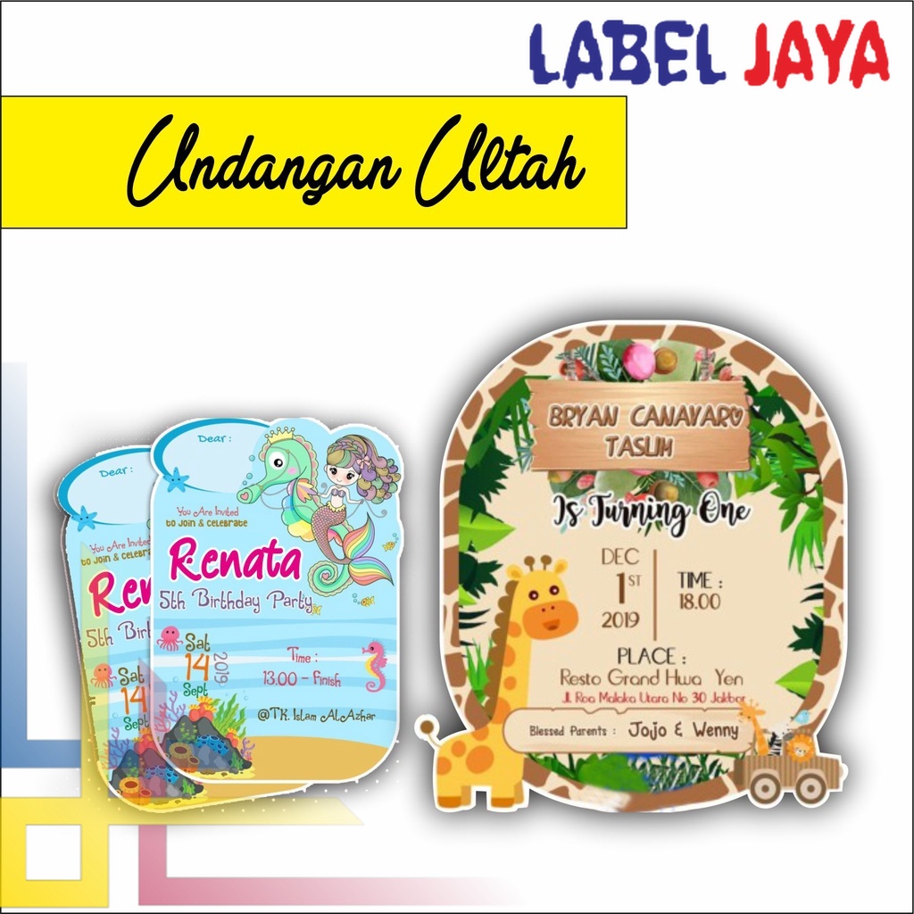Jual Cetak Undangan Ultah custom tema binatang zoo junggle hewan ...